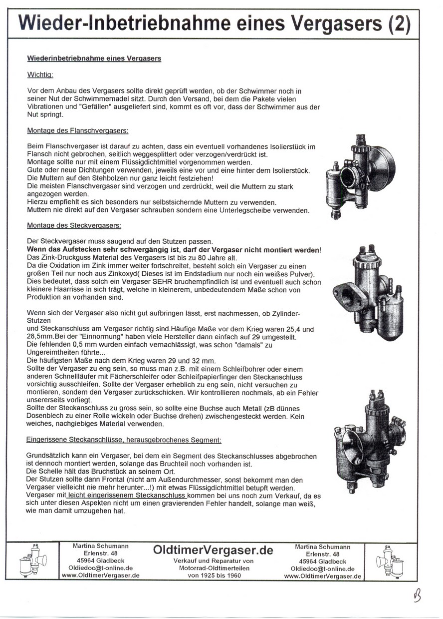 Einstellung Bing Vergaser